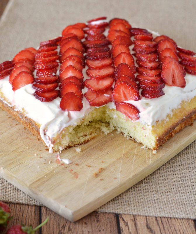 Easy Yellow Cake with Fresh Strawberries on Top - DIY Candy