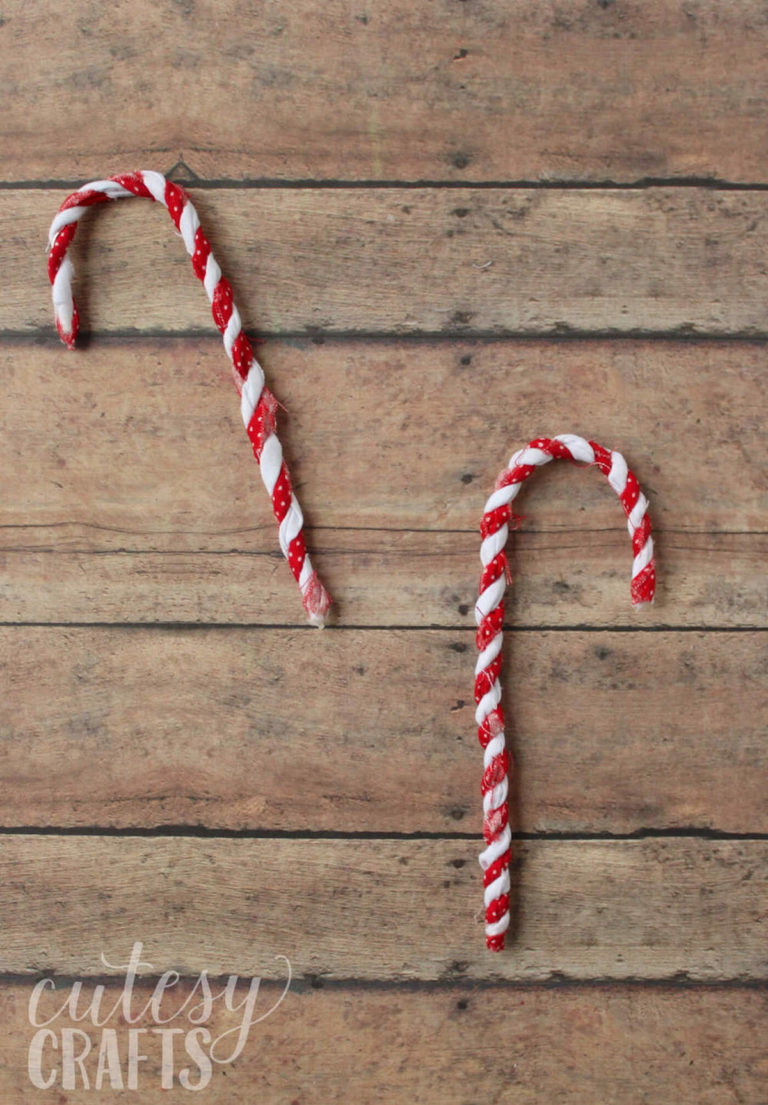 DIY Candy Cane Ornaments with Fabric Scraps - DIY Candy