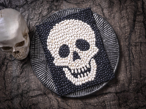 Skull Bean Art for Halloween Decor - DIY Candy