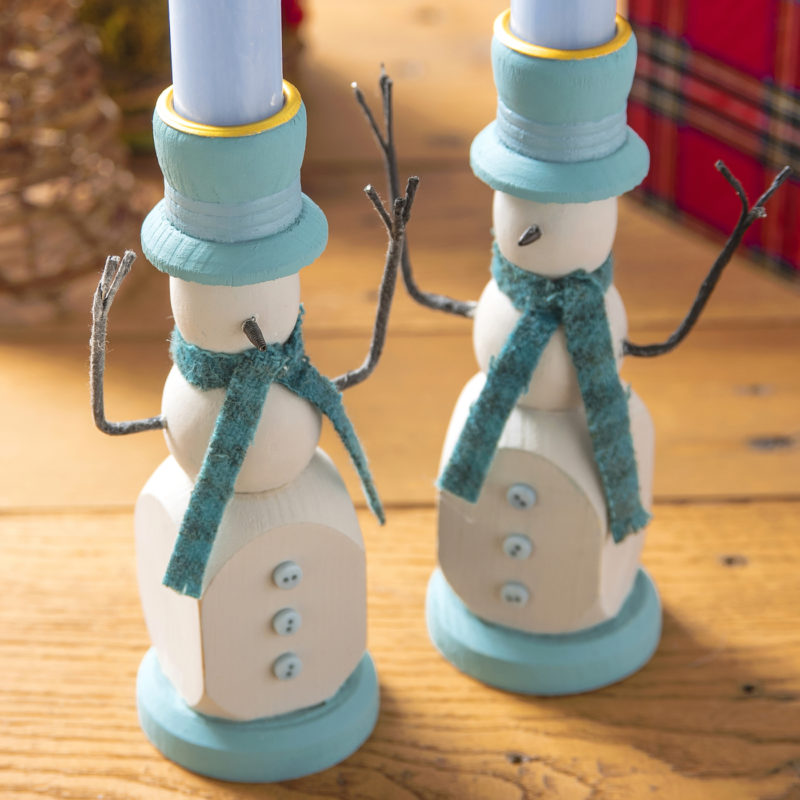 Snowman Candlesticks for Winter Decor - DIY Candy