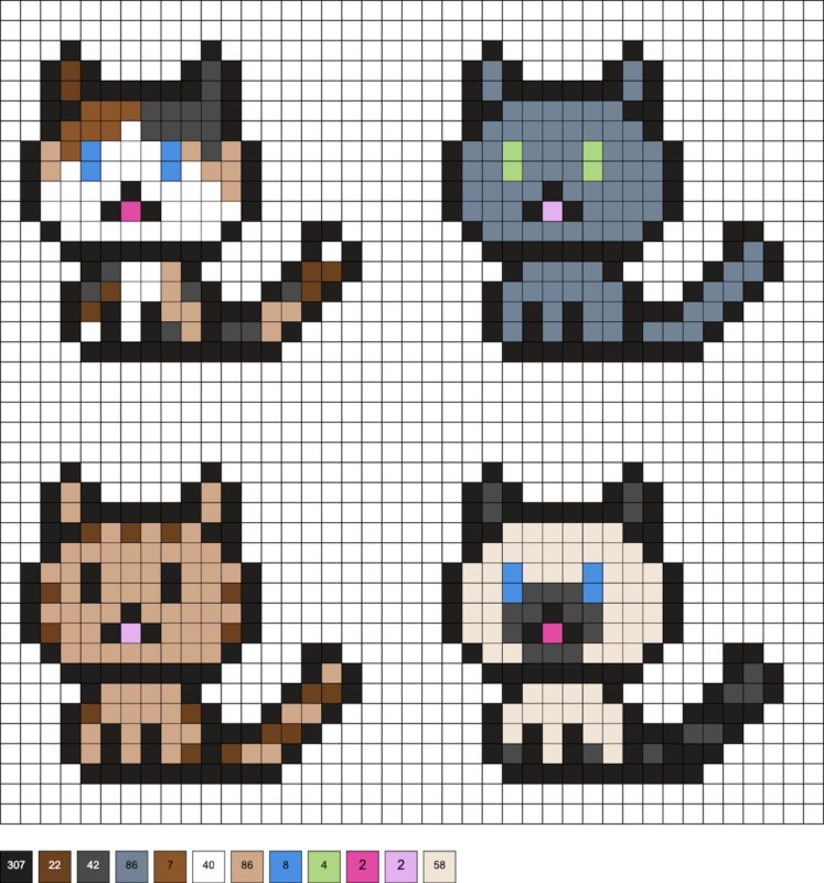 Cat Perler Beads (Over 50 Free Patterns!) - DIY Candy