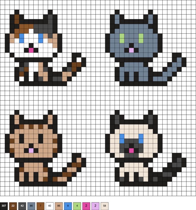 Cat Perler Beads (Over 50 Free Patterns!) - DIY Candy