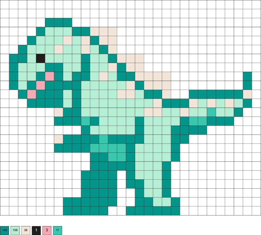 Dinosaur Perler Beads (40+ Free Patterns) - Artshow24